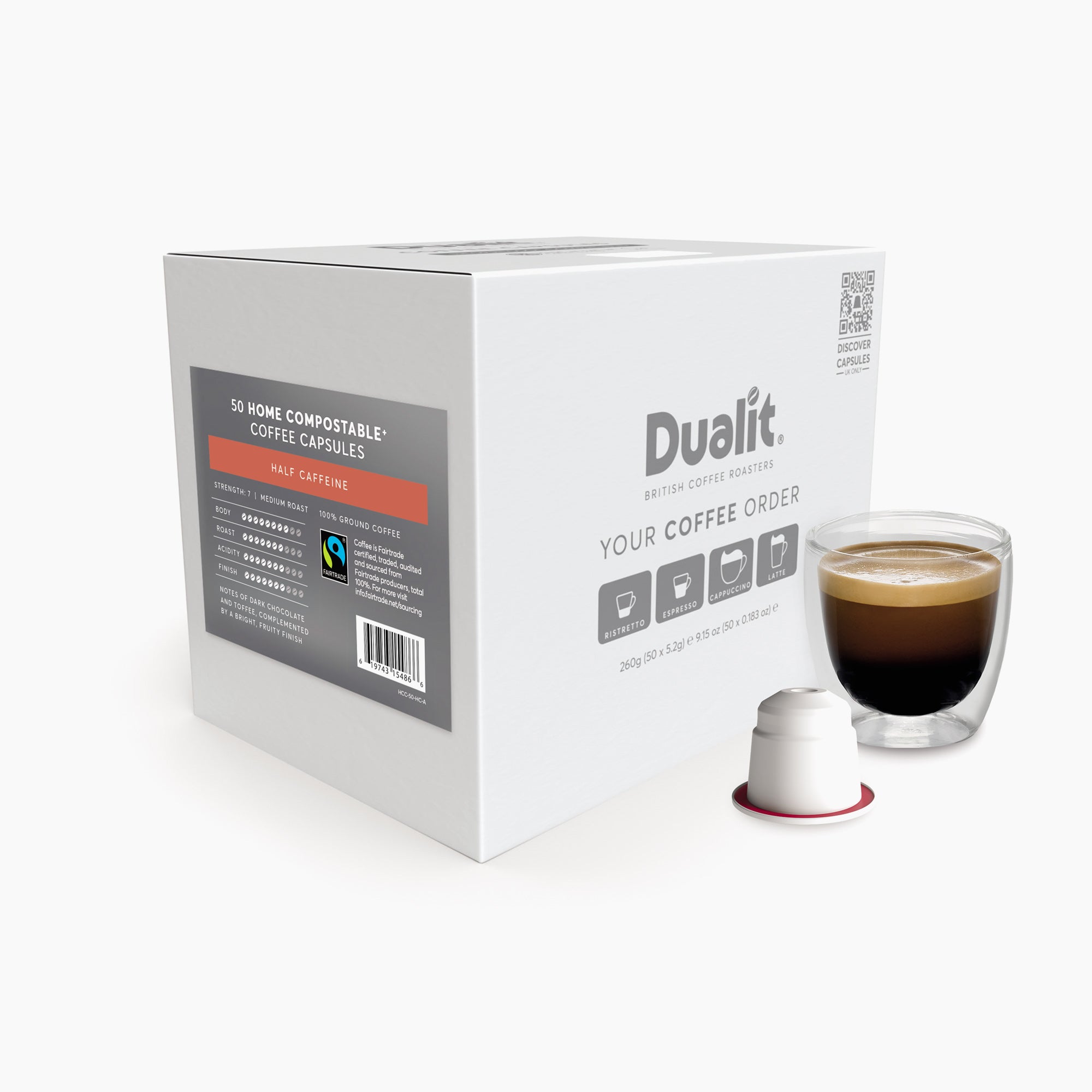 Half Caffeine Home Compostable Dualit Coffee Pods